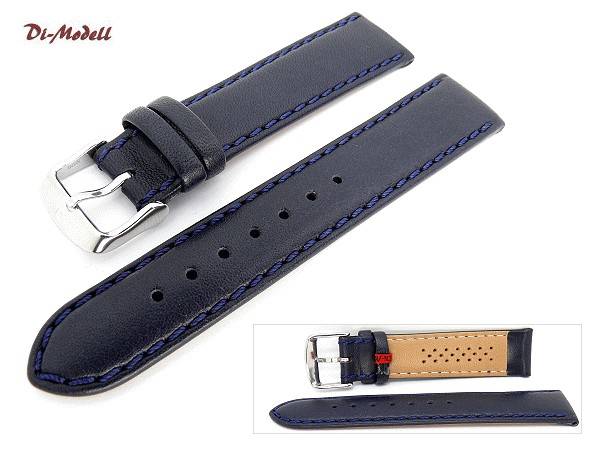 Uhrenarmband Oregon von Di-Modell 18mm dunkelblau vegetabil gegerbtes ...