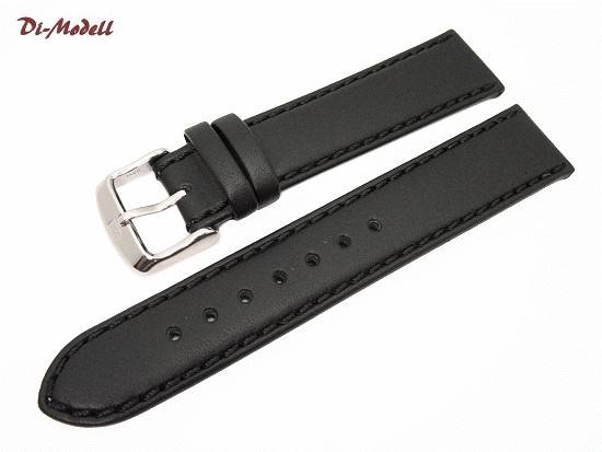 Uhrenarmband XL 20mm schwarz Di-Modell "Oregon" Sattelleder handgenäht ...