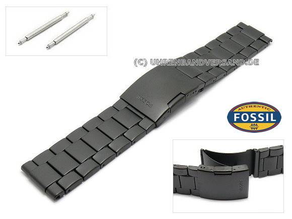 Original Ersatzbänder FOSSIL JR1356 24mm Edelstahl schwarz