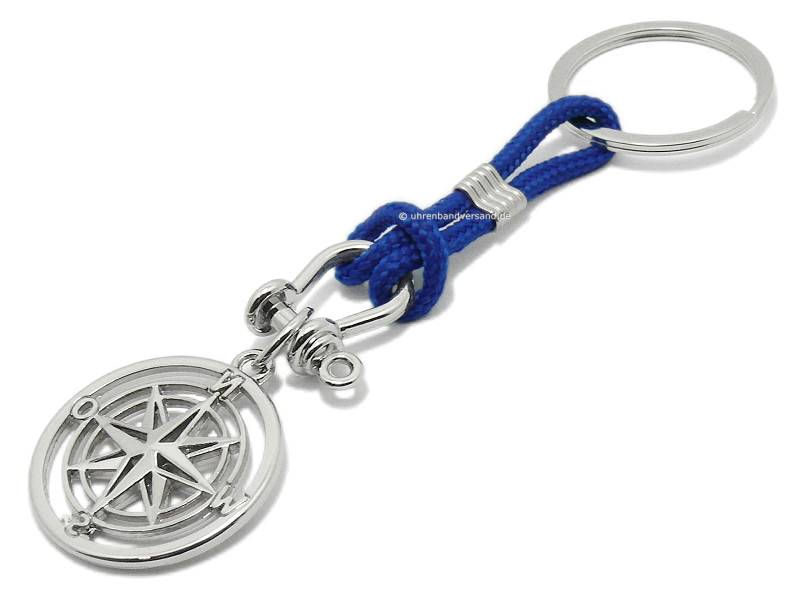 Schluesselanhaenger/Taschenanhaenger Windrose Metall/Textil ...