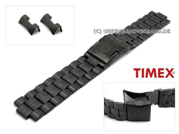 Original Ersatzarmband TIMEX 22mm Edelstahl schwarz teilmassiv für ...