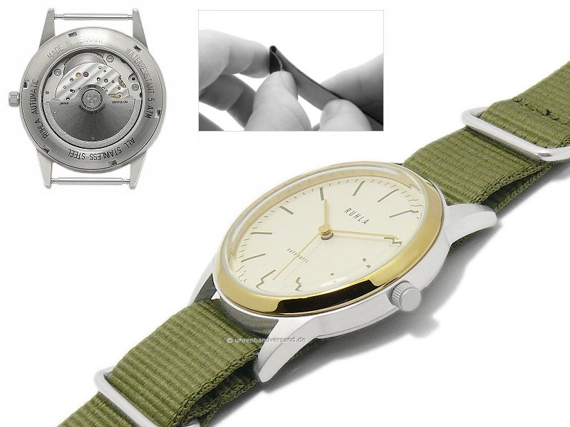 1 Automatik-Armbanduhr RUHLA + 3er-Set Uhrenarmbänder NATO CLASSIC TRIO ...