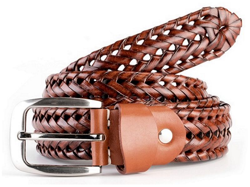 Guertel HANDMADE IN EUROPE hellbraun Leder geflochten von Tzevelion 90