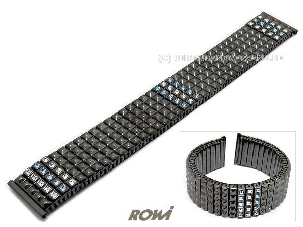 Uhrenarmband Fixoflex Edelstahl schwarz 22mm ROWI